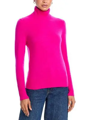 Aqua Cashmere Turtleneck Sweater - Knockout Pink