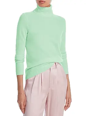 Aqua Cashmere Turtleneck Sweater Mint