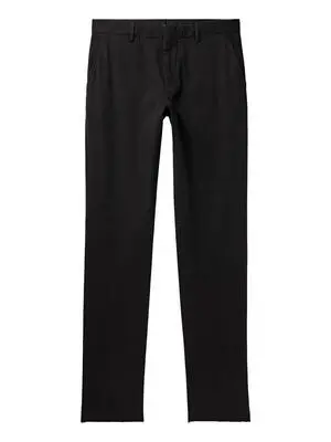 Zegna Slim-fit Straight-leg Stretch-cotton Twill Trousers - Black