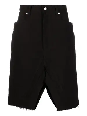 Rick Owens Distressed-hem Denim Bermuda Shorts - Black