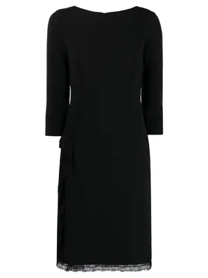 Alberta Ferretti Lace-trim Silk Dress - Black