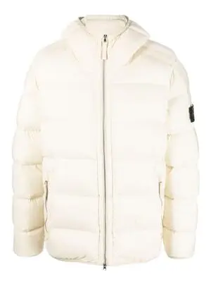 Stone Island Feather Down Hooded Coat - Neutrals