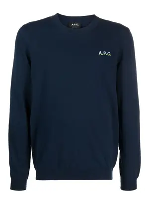 A.p.c. Alois Logo-embroidered Jumper - Blue