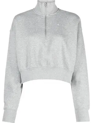 Nike Phoenix Cropped Zip-up Sweatshirt - Grey