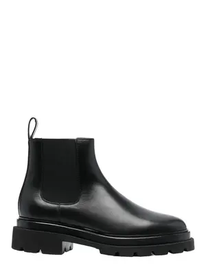 Santoni Round-toe Leather Boots - Black