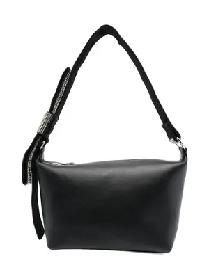 Kara Crystal Bow Shoulder Bag - Black