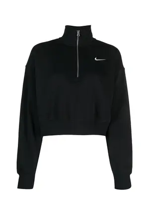 Nike Phoenix Cropped Zip-up Sweatshirt - Black