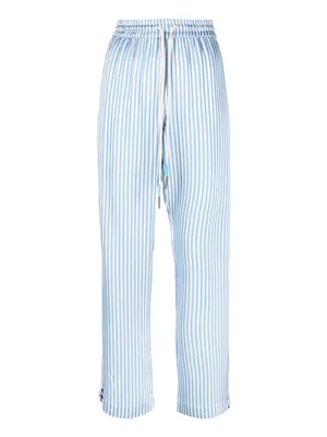 Mira Mikati X Javier Calleja Striped Satin Trousers - Blue