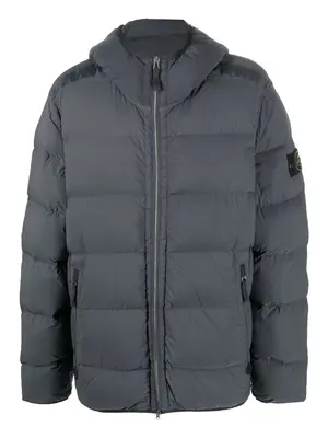 Stone Island Feather Down Hooded Padded Coat - Grey