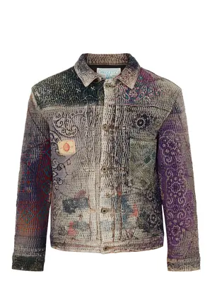 PROLETA RE ART Boro Patchwork Denim Jacket - Purple