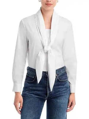 Misook Tie Neck Top - White