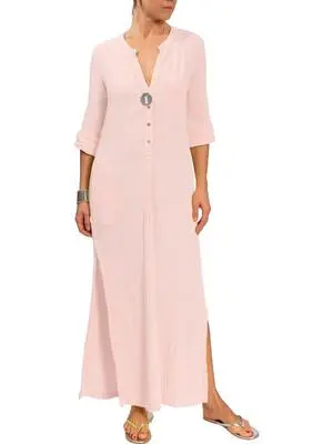 EVERYDAY RITUAL Tracey Cotton Caftan - Blush