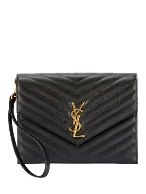 Saint Laurent Monogram Flap Clutch - Black