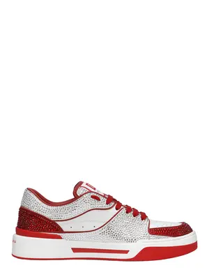Dolce & Gabbana Calfskin New Roma Sneakers With Rhinestones - Multicolor