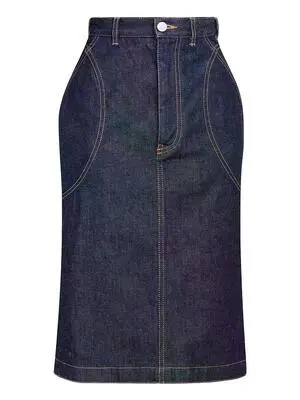 Alaïa Denim Midi Skirt - Dark Wash
