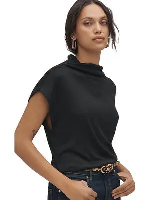 Anthropologie Sleeveless Funnel-neck Top - Black Onyx