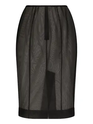 Dolce & Gabbana Sheer Pencil Midi Skirt - Black