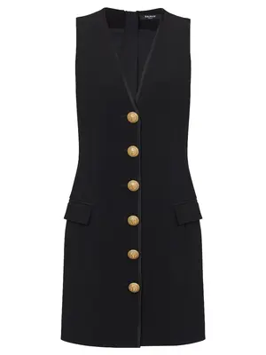Balmain V-neck Mini Dress - Black