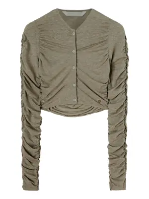 PALM ANGELS Palm Angels Ruched Lurex Cropped Cardigan