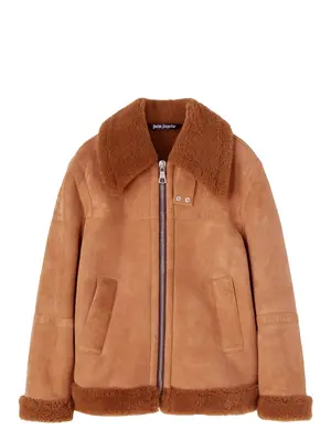 Palm Angels University Shearling Jacket - Brown