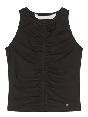 Palm Angels Ruched Stretch-cotton Tank Top - Black