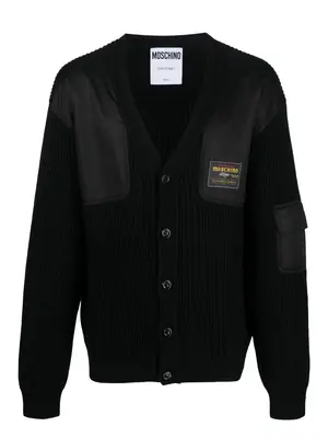 Moschino Patch V-neck Cardigan - Black