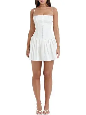 House Of Cb Marcy Pintuck Corset Bodice Mini Dress - White