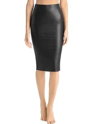 Commando Faux Leather Midi Pencil Skirt - Black