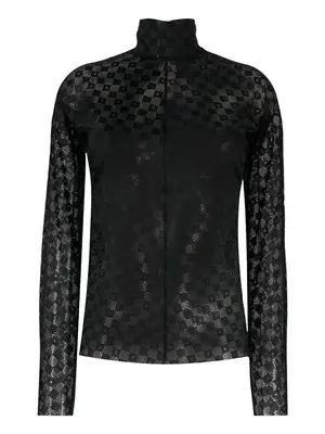 FORTE_FORTE Lace Long-sleeved Top - Black