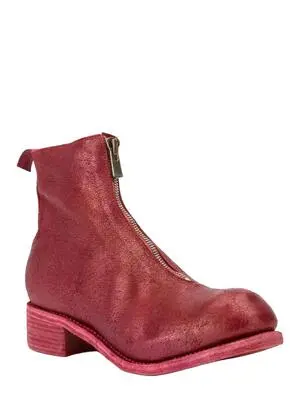 Guidi Coated Zip Ankle Boots - Red