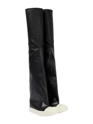 Rick Owens Oblique Over-the-knee Leather Boots - Black