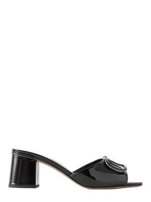 Valentino Garavani Vlogo Embellished Patent-leather Mules - Black