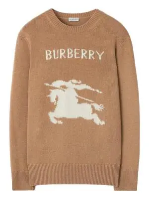Burberry Wool Cashmere Equestrian Knight Sweater - Camel