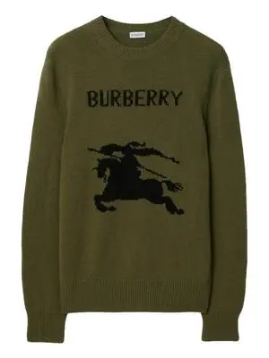 Burberry Equestrian Knight Wool Cashmere Sweater Tent Green