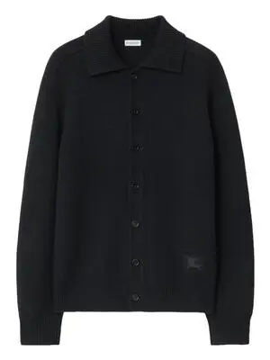 Burberry Cashmere Cardigan With Equestrian Knight Design - Black