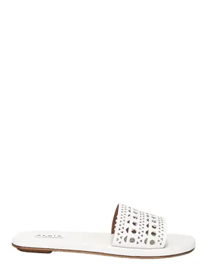 Alaïa Perforated Flat Sandal - Blanc Casse