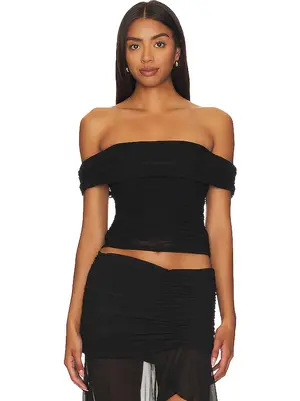 Majorelle Cara Off-shoulder Top - Black