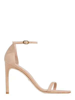 STUART WEITZMAN Suede Ankle Strap Sandals Beige