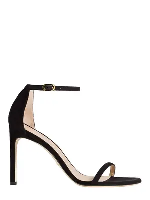 STUART WEITZMAN Suede Ankle Strap Sandals - Black
