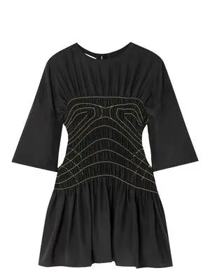 Stella McCartney Smocked Silk-satin Top - Black