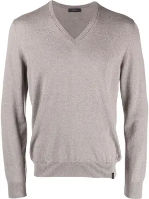 FAY V-neck Wool Sweater - Neutrals