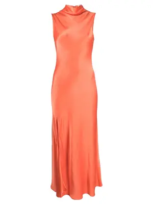 Lapointe Draped Satin Maxi Dress - Brown