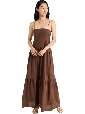 Playa Lucila Playa Lucila Square Neck Maxi Dress Brown