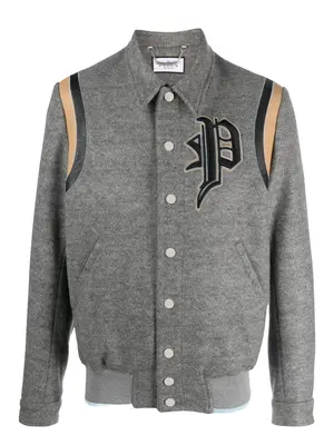 Philipp Plein Logo-appliqué Cotton Bomber Jacket - Grey