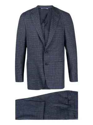 Canali Check-pattern Single-breasted Suit - Blue
