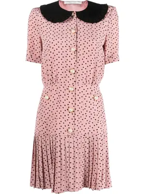 Alessandra Rich Polka Dot Silk Minidress - Pink