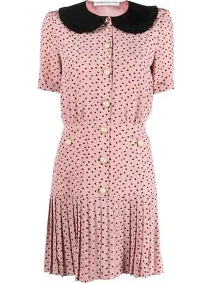 Alessandra Rich Polka Dot Silk Minidress - Pink