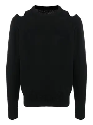 JIL SANDER Cut-out Detail Wool Jumper - Black