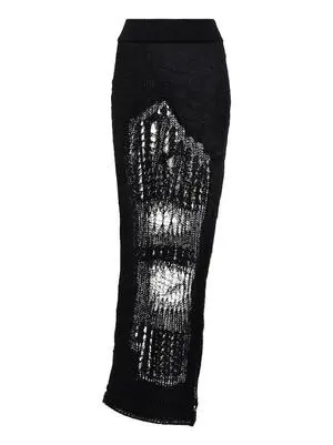 Rick Owens Distressed Mohair-blend Maxi Skirt - Black