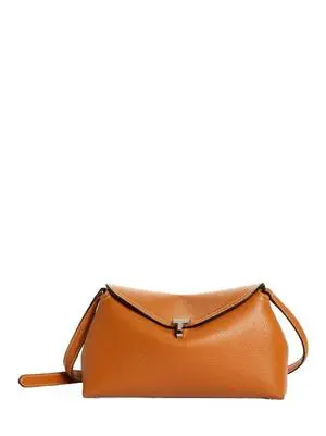 TOTEME T-lock Leather Clutch - Tan Grain